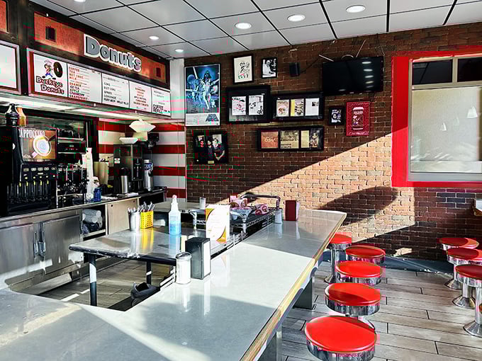 The diner counter—where strangers become friends, and friends become family over coffee and conversation.