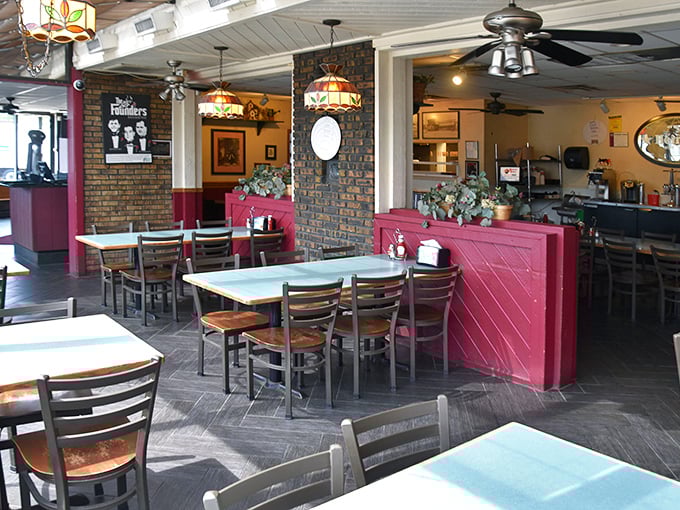 The warm wood and brick interior creates that perfect neighborhood vibe – familiar enough for regulars, welcoming enough for first-timers.