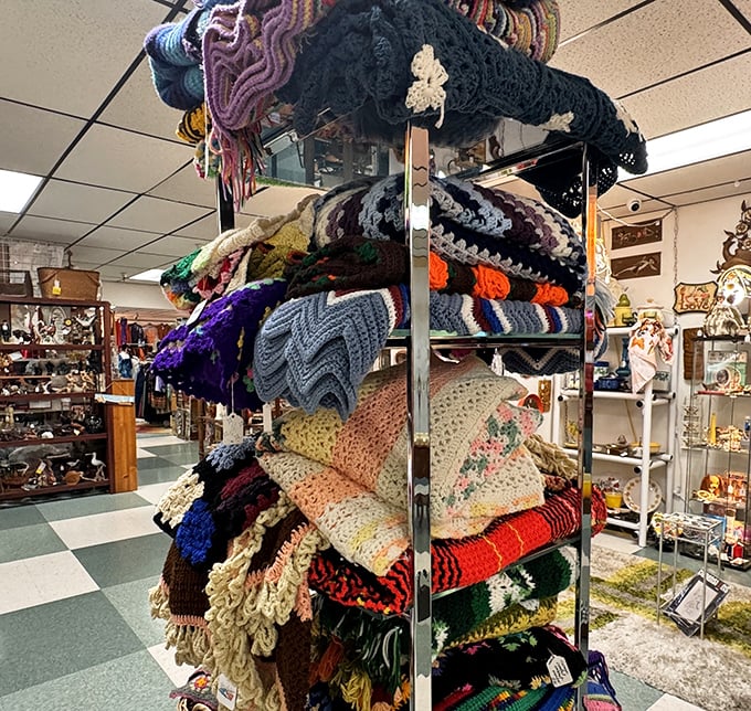 Handmade afghans and crocheted blankets—each representing hundreds of hours of grandmotherly love. Warmth with a side of nostalgia.