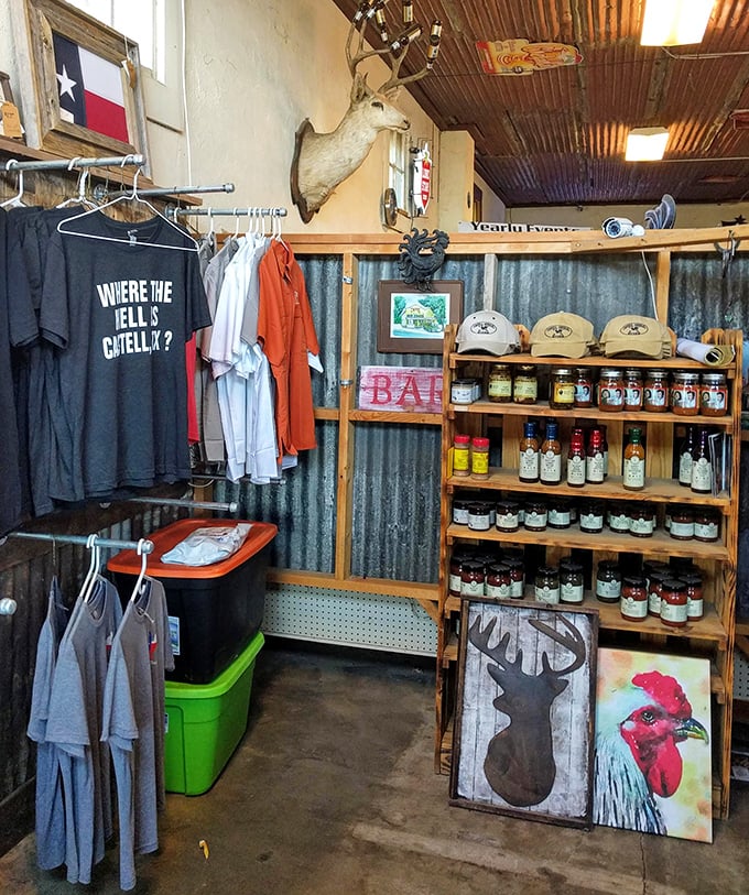 The merchandise corner offers the perfect souvenir – a "Where the Hell's Castell?" shirt that answers its own question once you've tasted the food.
