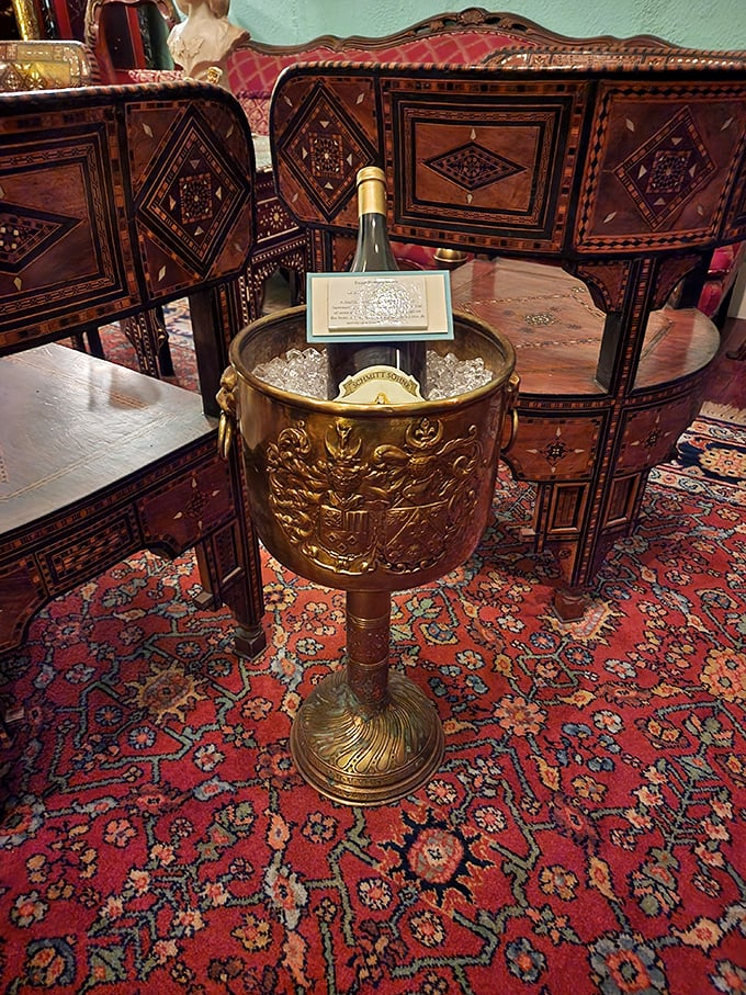 This ornate brass ice bucket wasn't just functional—it was the conversation piece at parties long before people talked about their Netflix queues.