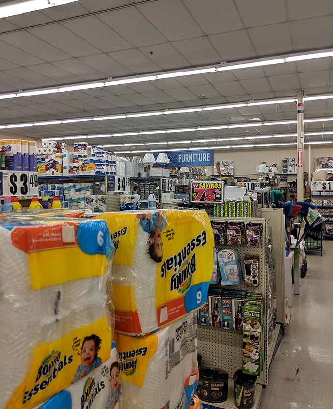 Paper products and household essentials stacked with military precision—the infantry of everyday living at prices that won't wage war on wallets.