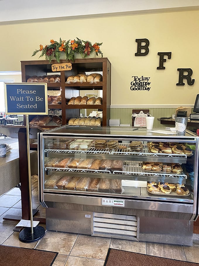 The pastry case stands like a glass shrine to carbs – and we're all willing converts to this delicious religion.