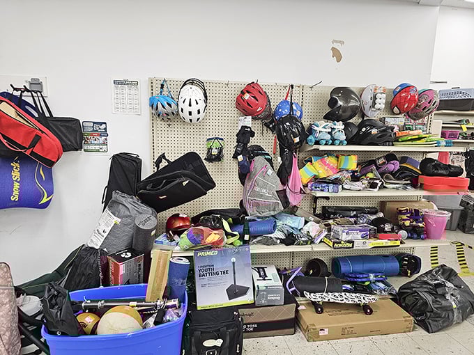 Sporting goods for every abandoned New Year's resolution, waiting patiently for their comeback tour.