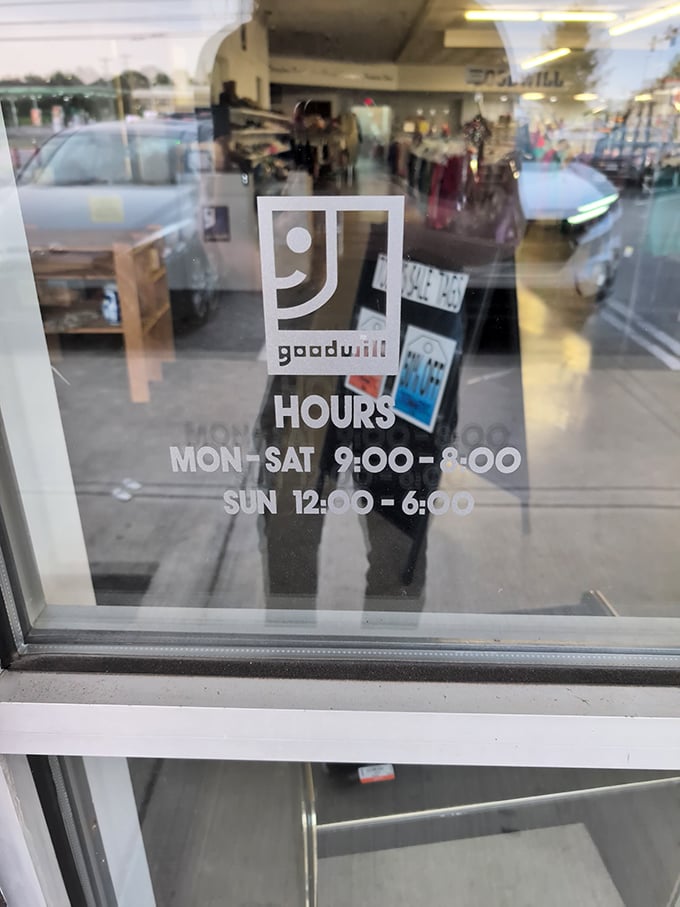 Store hours posted like a promise – "Yes, we'll be here when inspiration to redecorate strikes at 5 on Sunday."