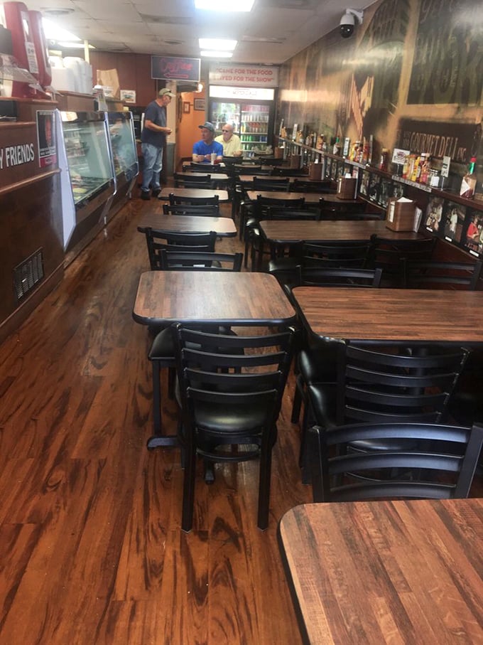 The simple dignity of wooden tables and black chairs—because when the food is this good, who needs fancy furniture?