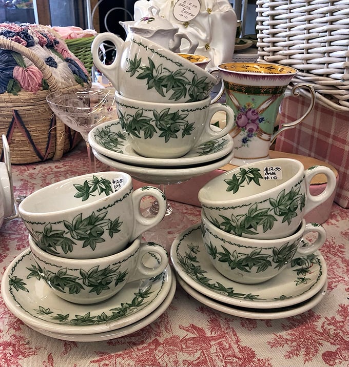 Grandma's kitchen comes alive in porcelain and pattern—these teacups have served stories alongside Earl Grey for generations.