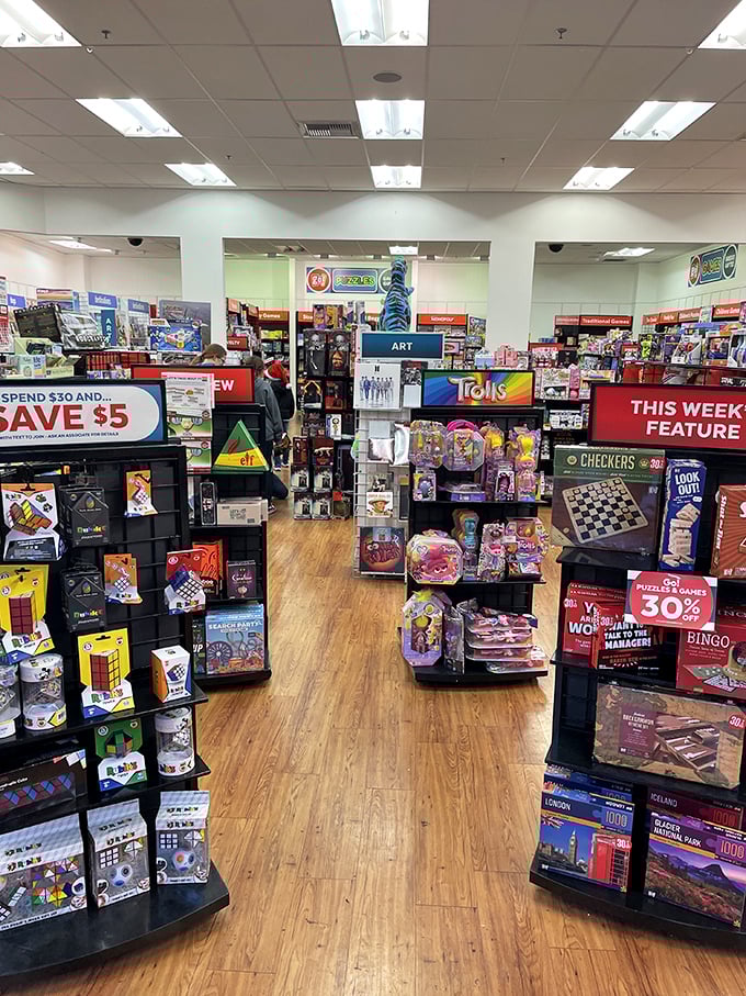 The toy store offers salvation for parents who promised their kids "just one small thing" for behaving during the shopping expedition. 