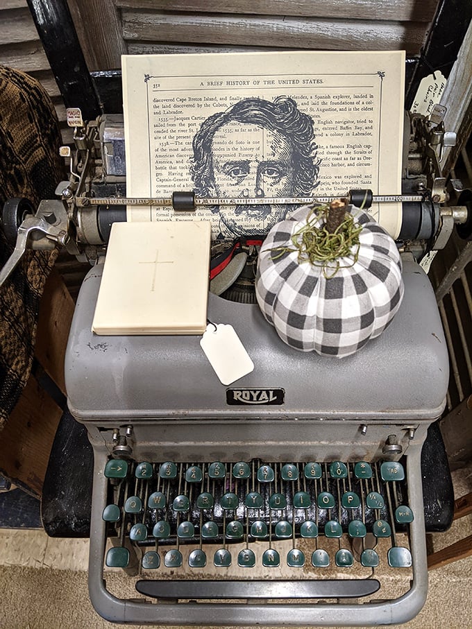 A Royal typewriter becomes canvas for literary history – where Lincoln's portrait reminds us some words are worth more than 280 characters.