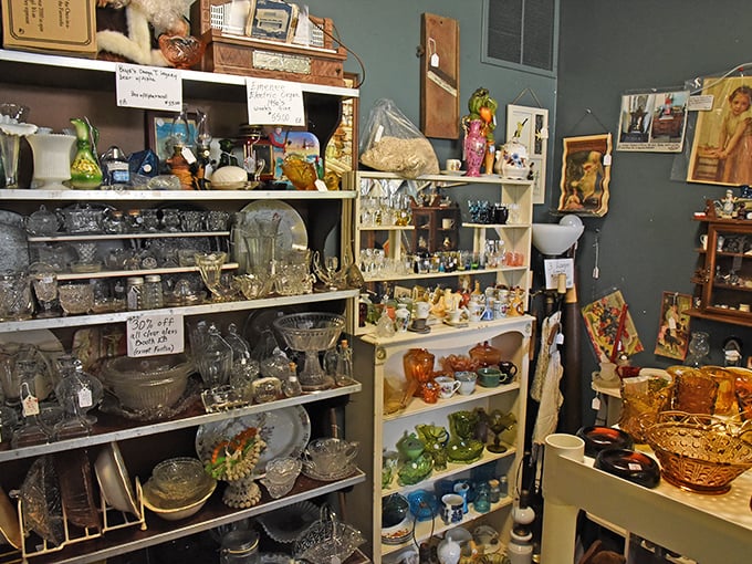 Crystal catches light while ceramics tell stories—this booth's careful arrangement transforms ordinary objects into an extraordinary visual feast.