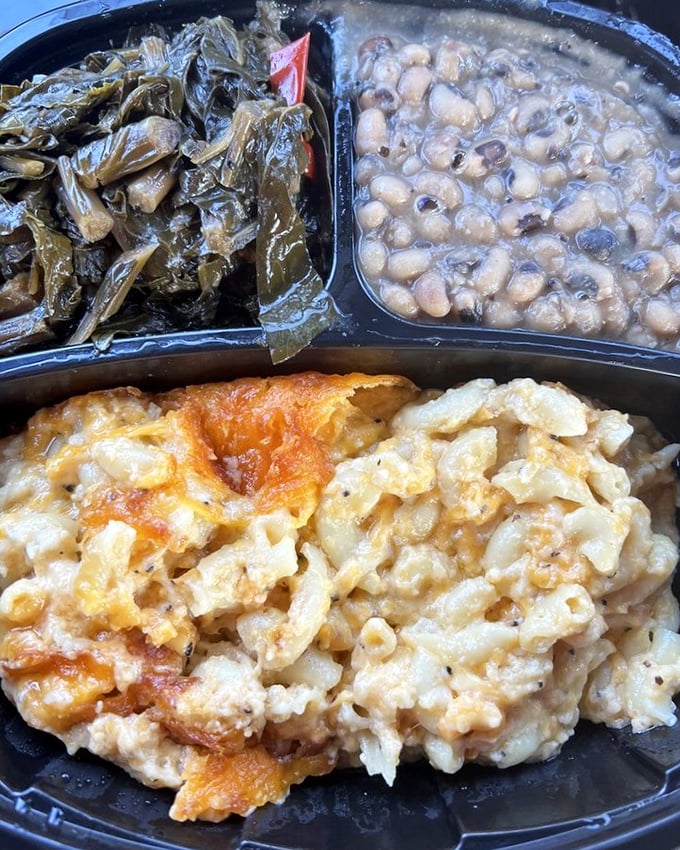 Collard greens, black-eyed peas, and mac and cheese – the side dish dream team that could easily steal the spotlight from any main course.