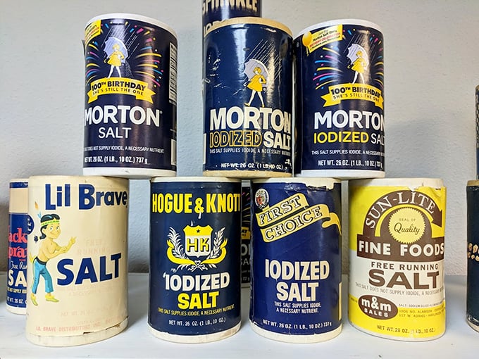 The evolution of salt packaging through the decades – from Morton's iconic umbrella girl to brands long dissolved by time.