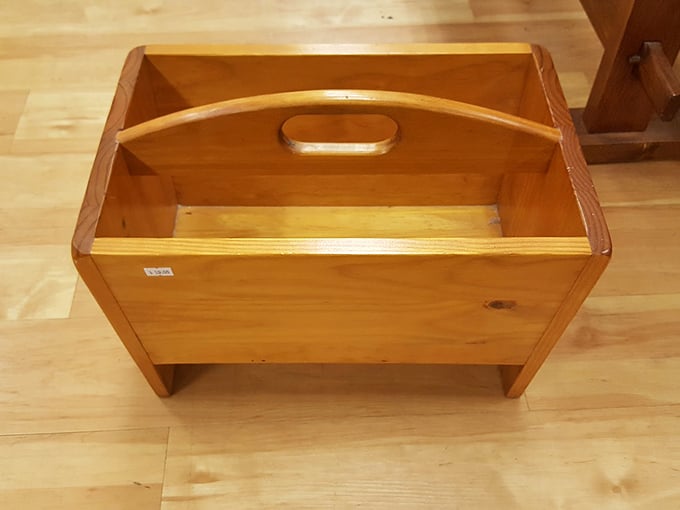 This charming wooden magazine holder is ready for its second act. Your unread New Yorkers finally have a stylish home.