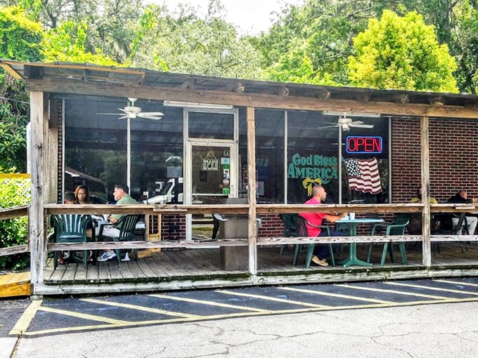 This weathered wooden porch guards Port Royal's best-kept sandwich secret – where simplicity meets perfection in every single bite.