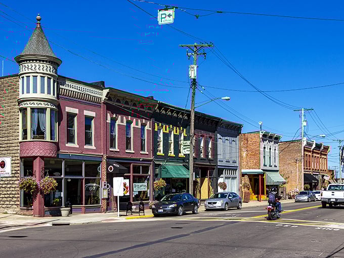 Ashtabula's colorful downtown buildings pop against blue skies. Vibrant living that won't color your budget red.