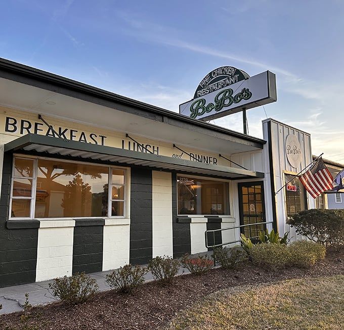 BoBo's vintage charm suggests decades of fried chicken wisdom – that sign has seen a lot of happy customers.