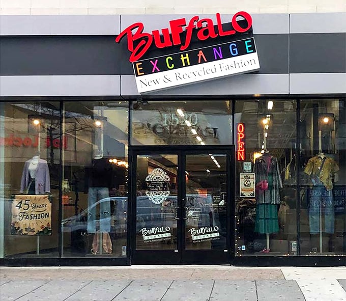 Buffalo Exchange's sleek urban storefront brings boutique style to the world of secondhand fashion shopping.