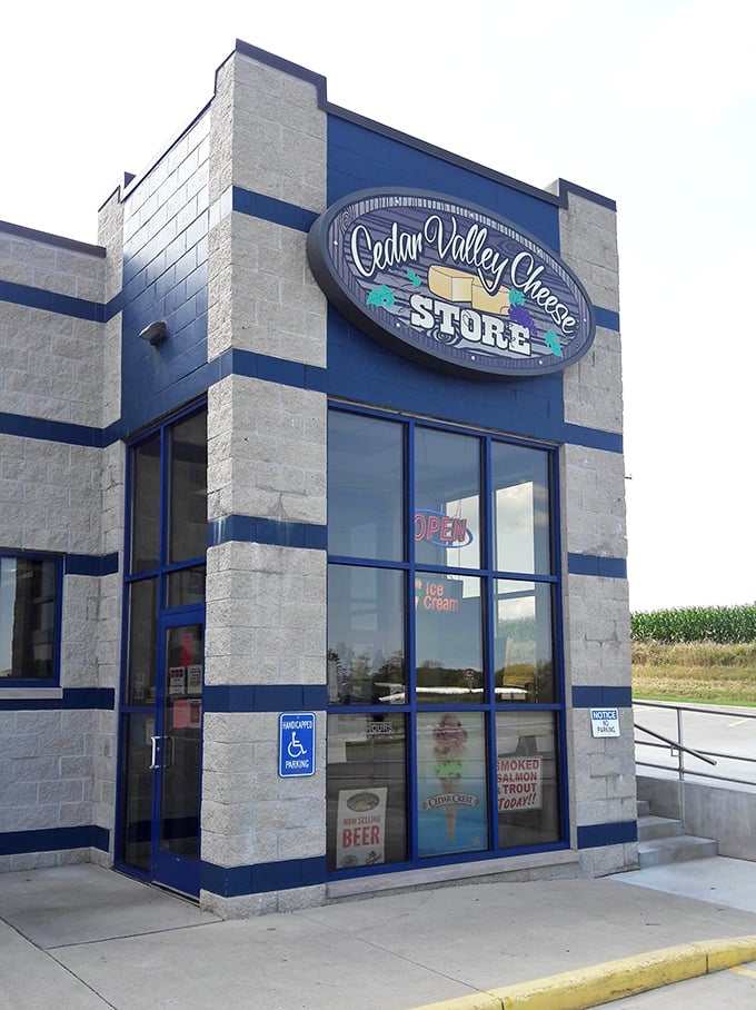 Cedar Valley's modern blue and white façade stands like a cheese lighthouse on Wisconsin's dairy sea.
