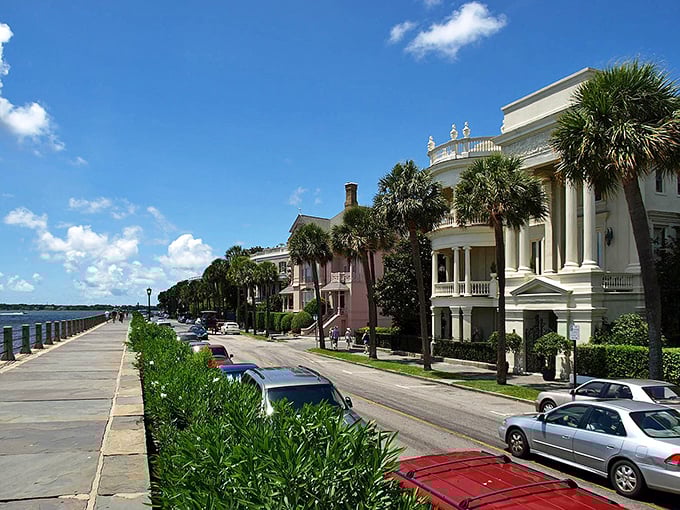 Charleston's iconic Rainbow Row showcases colorful historic homes – a feast for the eyes that doesn't cost a penny.