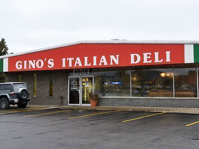 Red, white, and green colors announce authentic Italian flavors await inside this Madison deli institution.
