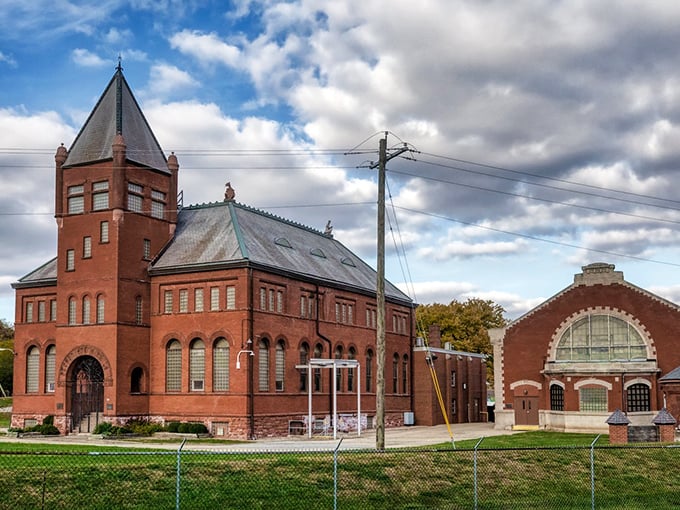Peoria's gothic brick masterpiece looks like it could house either Hogwarts classes or the world's coziest pub—architectural magic either way.