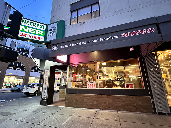 Urban energy meets classic comfort in this 24-hour haven where breakfast never goes out of style.