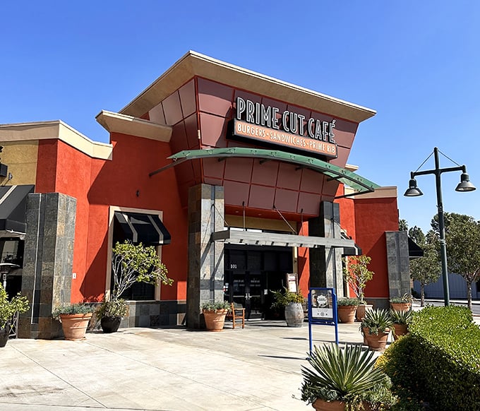 Prime Cut Café's modern exterior brings steakhouse traditions into the 21st century – no cowboy hats required.