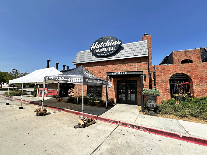 Hutchins' classic brick exterior houses BBQ dreams and stretchy-pants nightmares—worth every delicious bite.