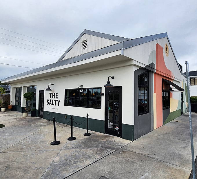 Modern design meets classic comfort. The Salty's sleek exterior houses artisanal donut masterpieces.