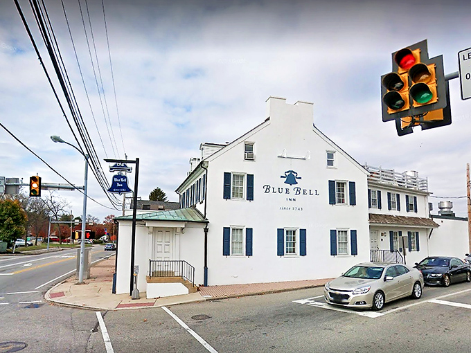 The Blue Bell Inn has been serving since 1743—that's older than America itself! History with a side of traffic signals.