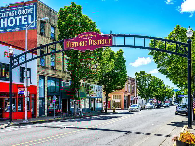 Downtown Cottage Grove looks like someone's model train set came to beautiful life.