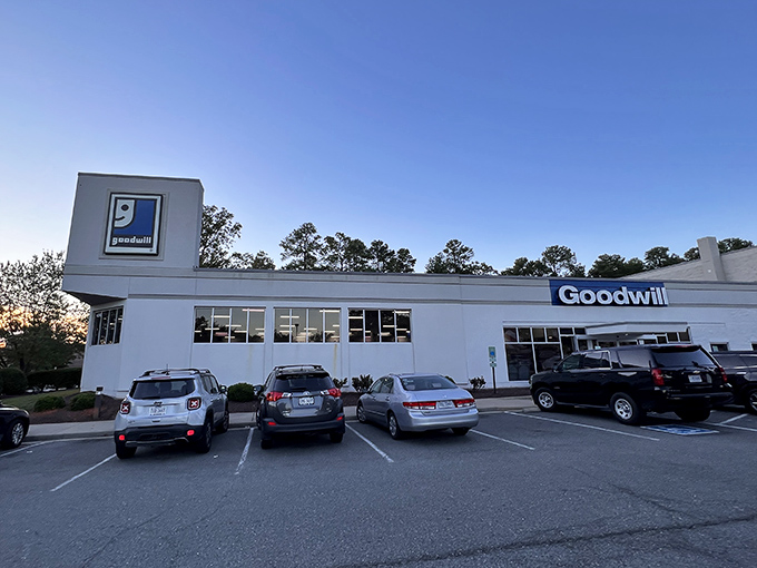 Sometimes the best adventures begin in parking lots this size – plenty of room for serious shoppers.
