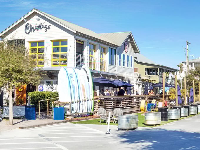 At Grayton Beach, even the restaurants look like they're on permanent vacation – relaxed, sun-kissed, and ready for fun.