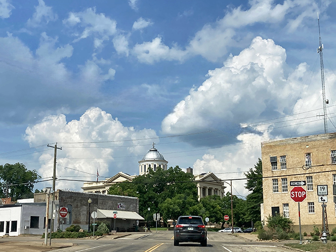 The historic courthouse dome rises like a crown jewel over this East Texas town's charming main square.