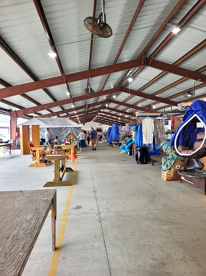 High ceilings and spacious aisles create the perfect environment for comfortable, climate-controlled treasure hunting adventures.