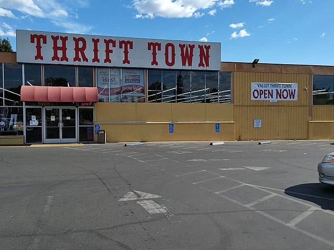The warehouse-style building promises volume shopping adventures for dedicated treasure hunters seeking the ultimate finds.
