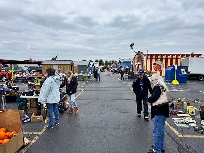 Even on cloudy days, the promise of indoor treasure hunting keeps the dedicated bargain hunters coming back.