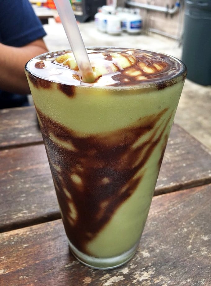 The avocado shake swirled with chocolate – California's answer to the milkshake that's both virtuous and decadent.