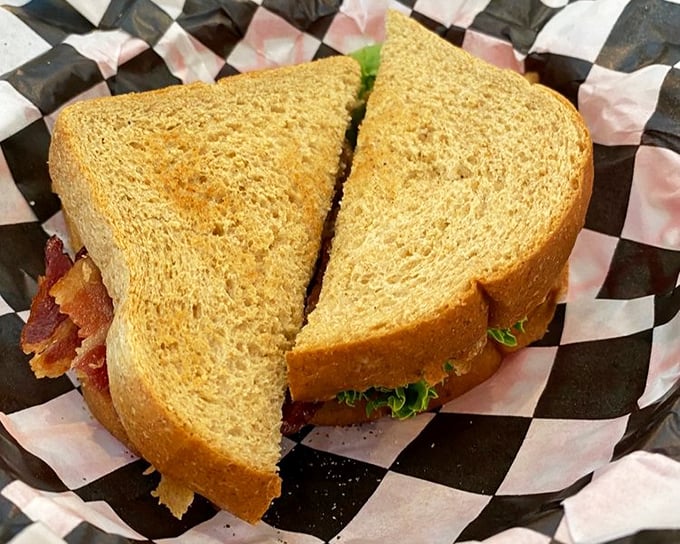 The BLT here isn't just a sandwich—it's architecture, with perfectly crisp bacon creating structural integrity for this lunchtime masterpiece.