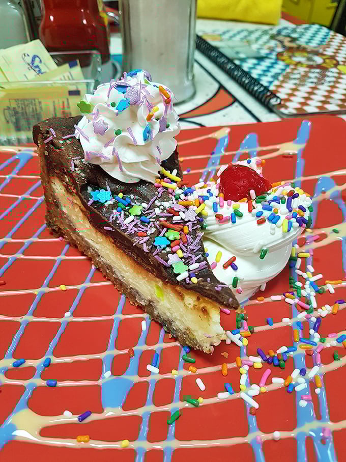 Banana split pie that combines two dessert worlds in perfect harmony. Like when Elton John and Lady Gaga perform together—unexpected but absolutely right.