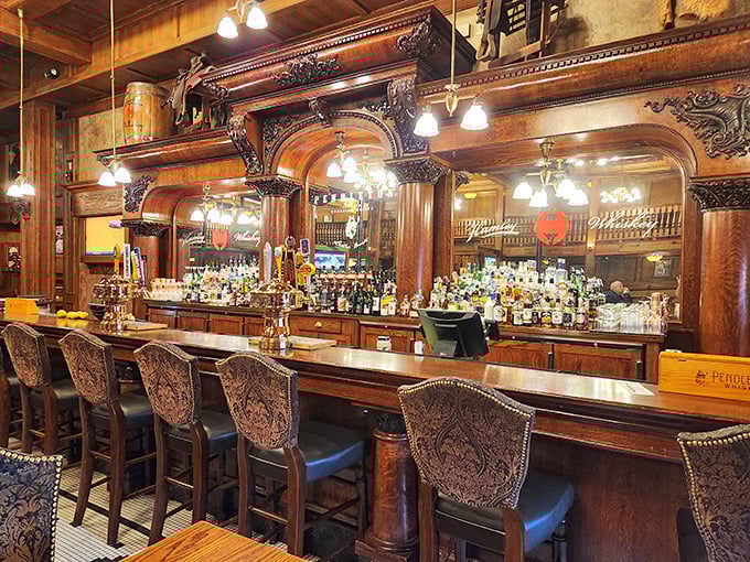 This isn't just a bar – it's a shrine to spirits, with carved wood and polished surfaces that have witnessed generations of toasts.