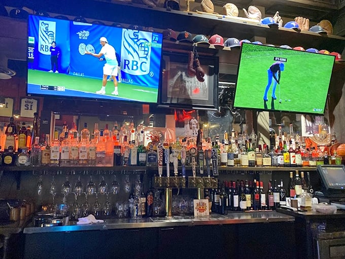 The bar area offers sports on screen and spirits on shelf—a perfect perch for solo diners or those waiting for that coveted weekend brunch table.