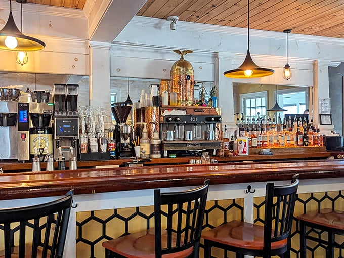 A bar that transitions seamlessly from morning mimosas to evening cocktails – because great spaces, like great meals, shouldn't be limited to one time of day.