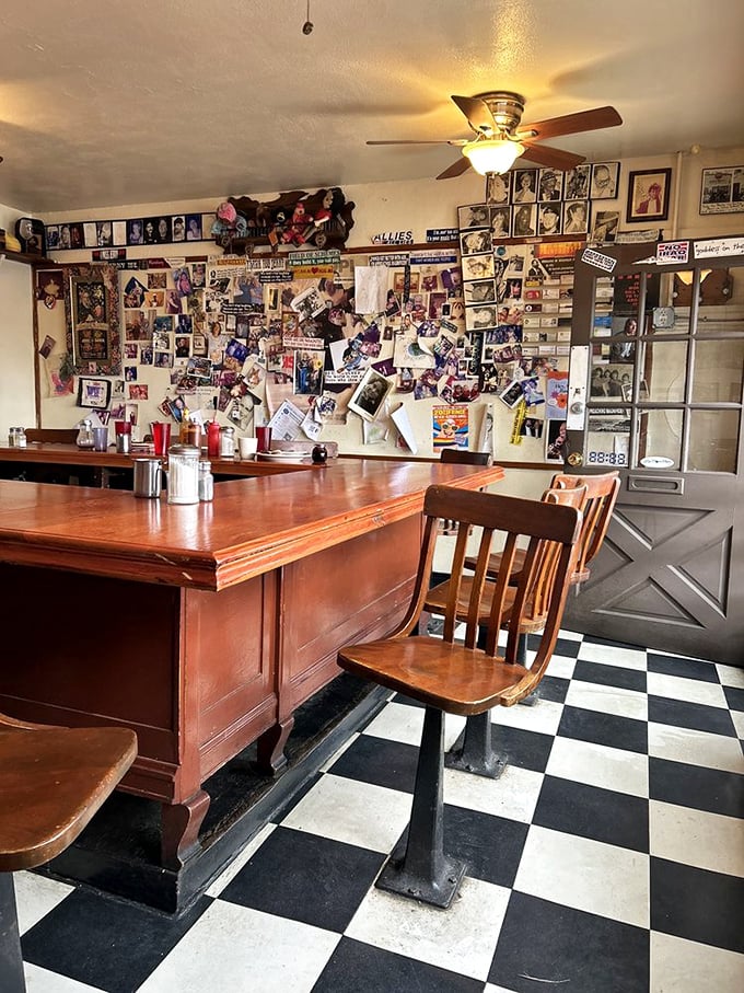 The counter seating – where strangers become friends over coffee refills. That black and white checkered floor has witnessed countless breakfast epiphanies.