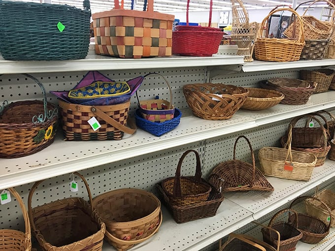 Basket paradise! From picnic-ready to purely decorative, these woven wonders await their next life as storage solutions or wall decor.