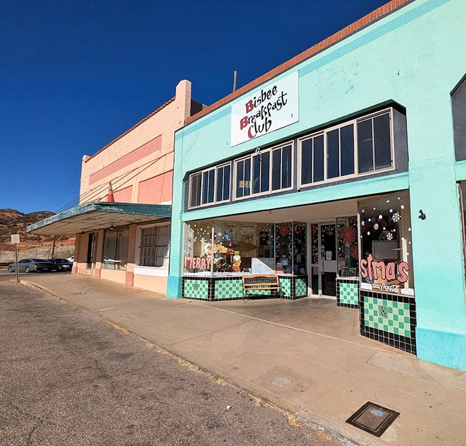 The Bisbee Breakfast Club's turquoise facade brightens up the streetscape. Inside awaits the kind of breakfast that makes you forget about lunch.
