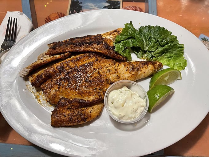 Blackened fish so perfectly seasoned, you'll wonder if the chef has a direct hotline to the spice gods of the Caribbean.
