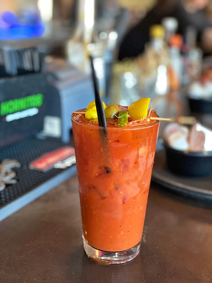 This Bloody Mary isn't just a drink—it's a liquid salad with attitude. Garnished with enough vegetables to count as your daily serving.