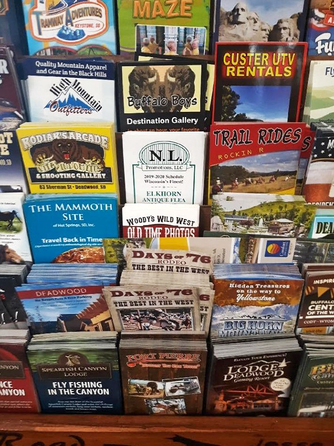 Travel brochures create a paper quilt of American adventures. The Elkhorn Antique Flea Market sits proudly among destinations promising memorable experiences.