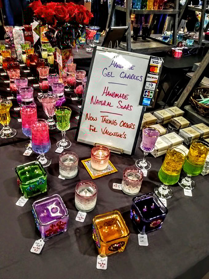 Handmade gel candles glow like liquid jewels, their rainbow hues promising to light up your home with the same magic they bring to this corner.